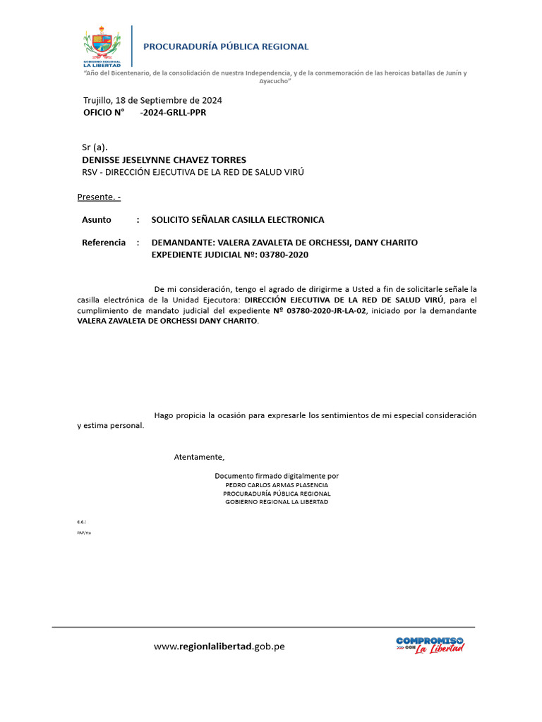 Formato Oficio - Solicitar Casilla Electrónica | PDF