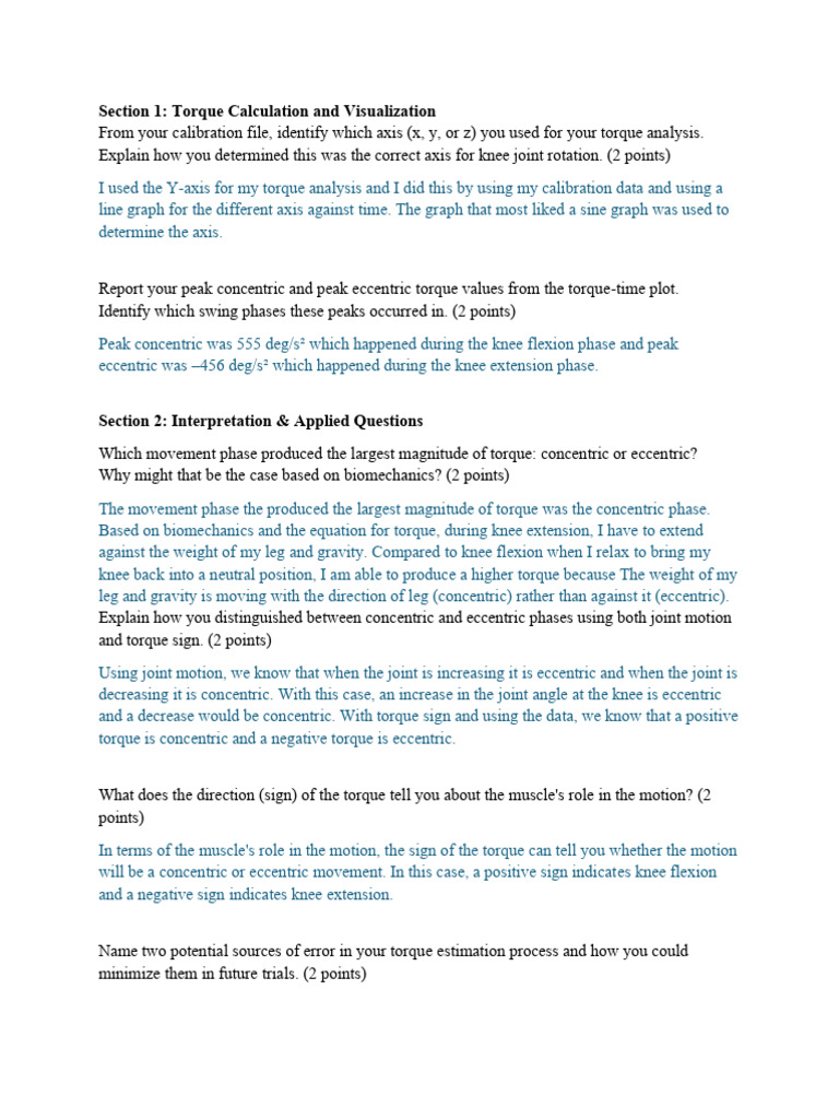 KNES 461 Assignment 5 Questions - Elijah Luminarias | PDF | Anatomical Terms Of Motion | Mechanics