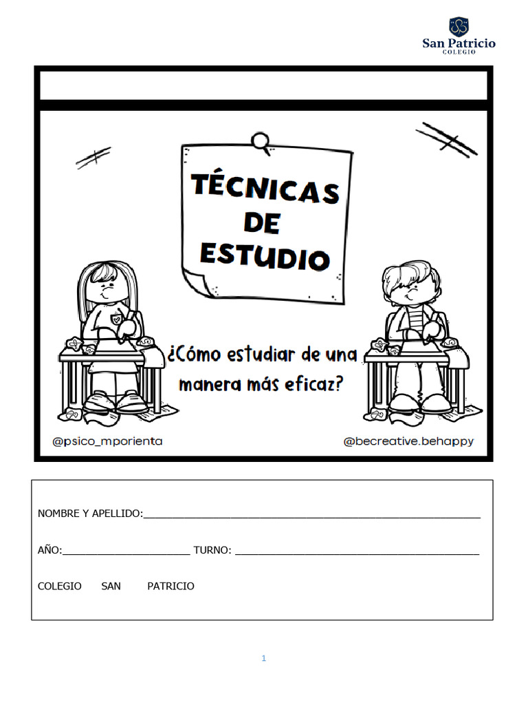 Cuadernillo Tecnicas de Estudio 1° D | PDF