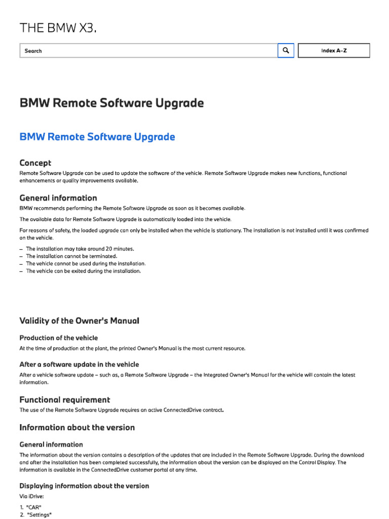 BMW Remote Software Upgrade | PDF