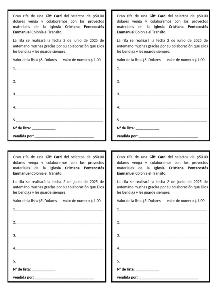 Gran rifa de una Gift Card del selectos de | PDF
