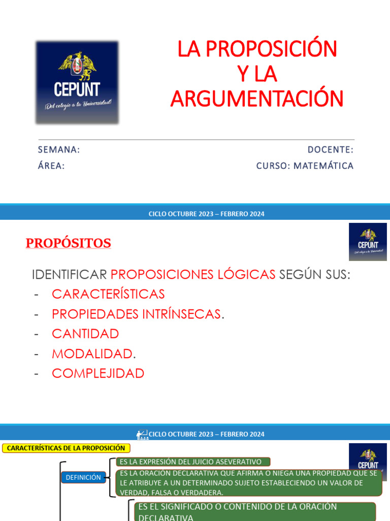 La Proposición y La Argumentación - TEORIA - II | PDF | Proposición ...