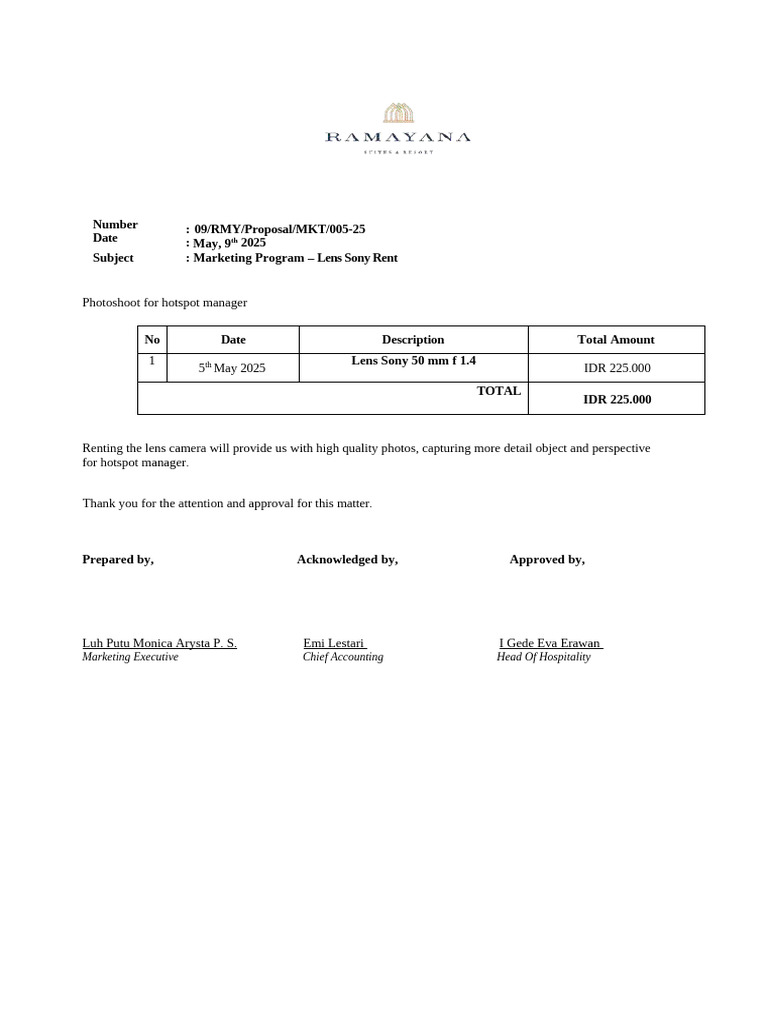 Proposal Sewa Fix Lens | PDF