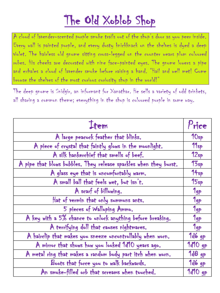 The Old Xoblob Shop Curiosities | PDF