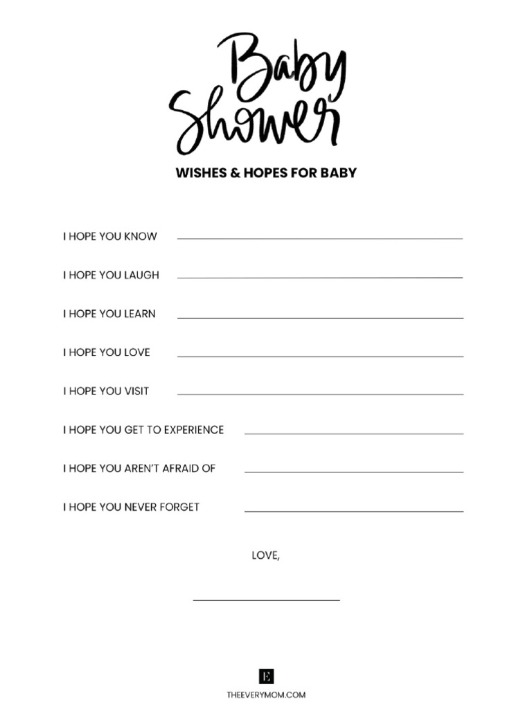 Wishes For Baby Printable Baby Shower Game The Everymom | PDF
