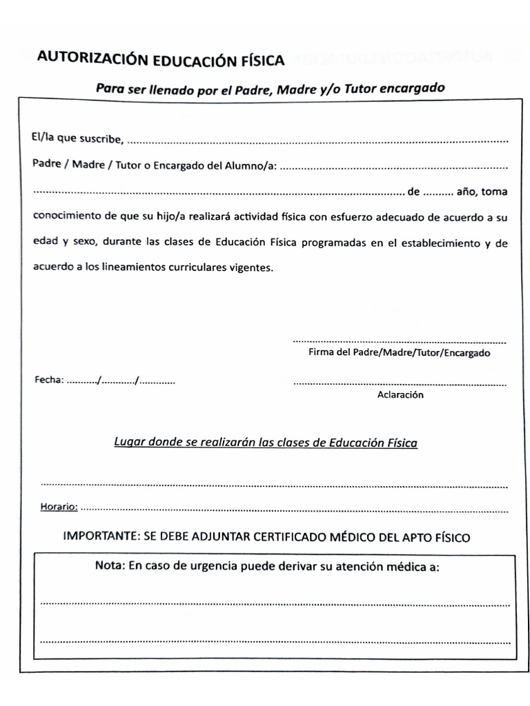 Autorizacion Provisoria Para E. Fisica | PDF