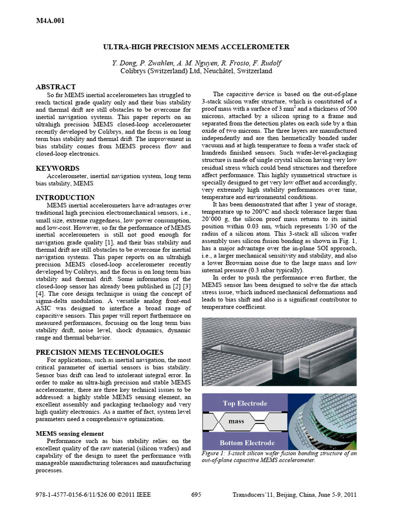 Ultra-High Precision MEMS Accelerometer | PDF | Accelerometer | Control Theory