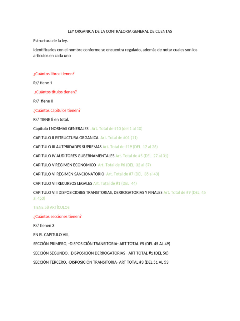Ley Orgánica de la Contraloría General | PDF