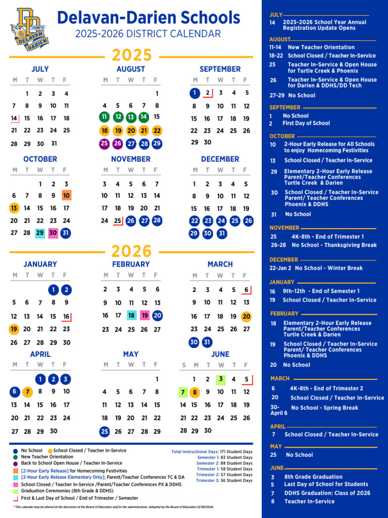 Delavan-Darien Schools Calendar 2025-26 | PDF | Academic Term | Academia