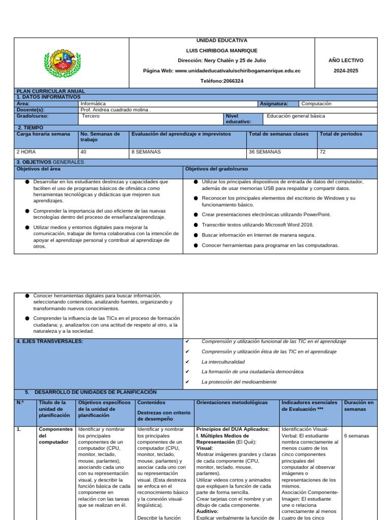 Plan Anual Computación Tercero | PDF | Microsoft PowerPoint | Imagen