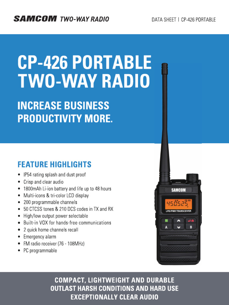 SAMCOM CP-426 Data Sheet | PDF