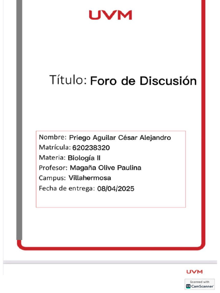 Foro de Discusión - Biología II | PDF