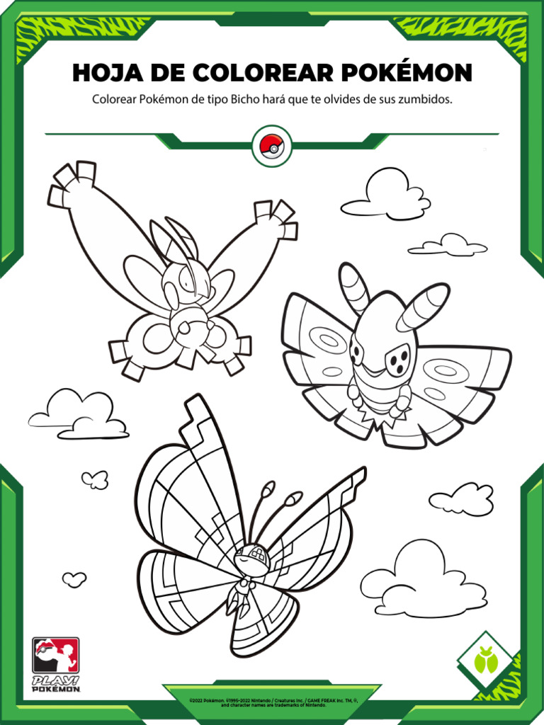 Libro para Colorear Pokémon Insecto | PDF | Pokémon | Nintendo