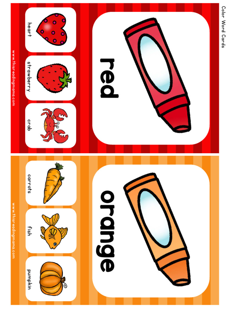 Color Word Cards for Kids | PDF
