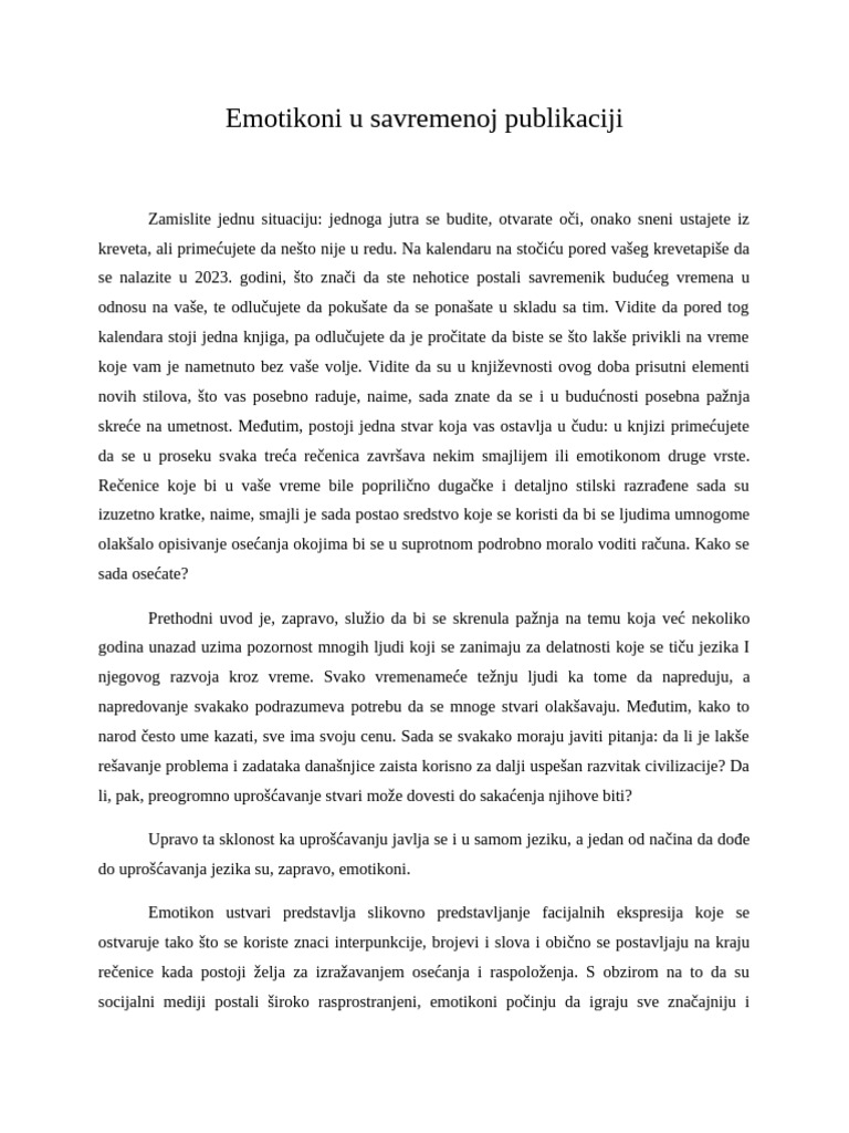 Emotikoni U Savremenoj Publikaciji | PDF