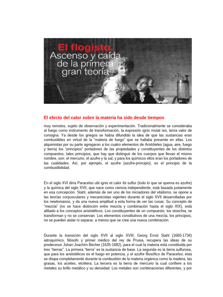 Lectura " El Flogisto" | PDF | Oxígeno | Química