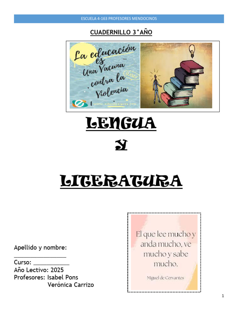 Cuadernillo Lengua 3° 2025 | PDF | Novelas | William Shakespeare