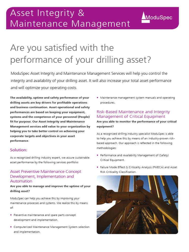 Asset Integrity & Maintenance Management | PDF | Safety | Risk