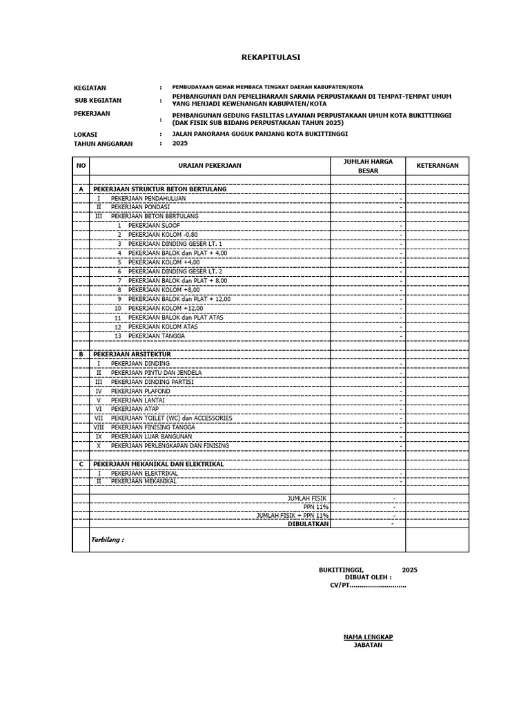 Rab Kosong Pustaka Bukittinggi Edit | PDF