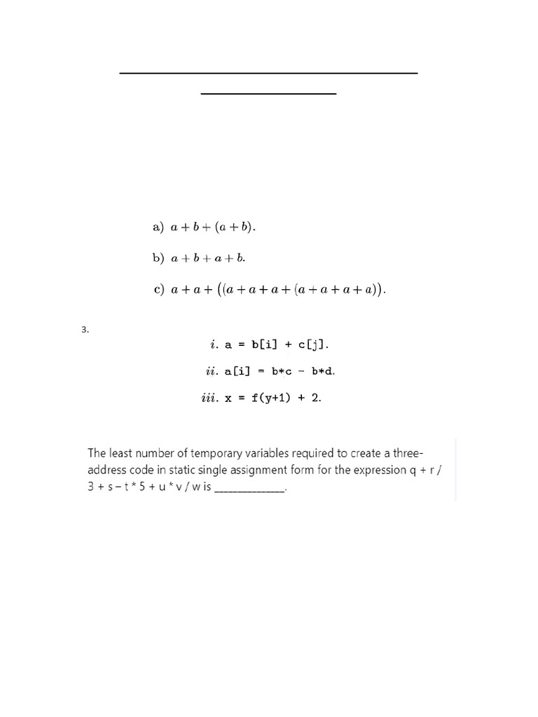 Assignment On Intermediate Code Generationand Three-Address Cod | PDF