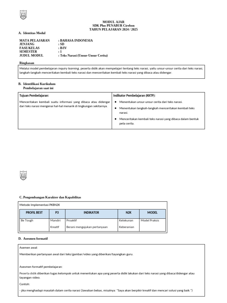 Modul Ajar Bi Grade 4 Pdf