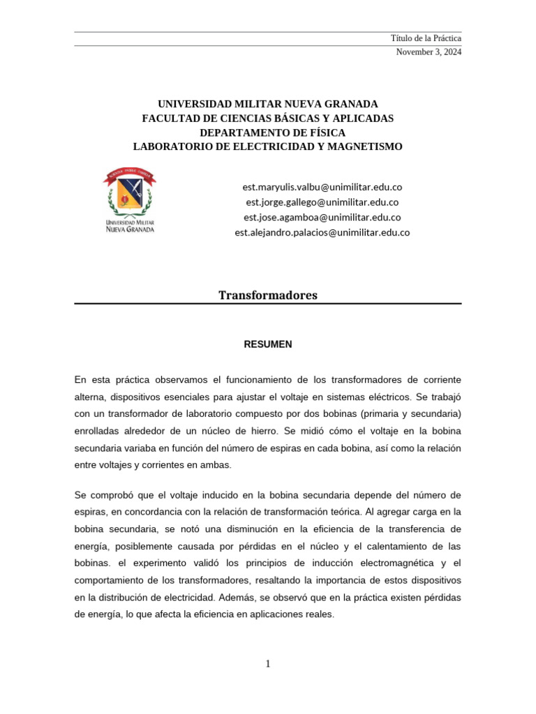 Practica 8 Transformadores | PDF | Transformador | Inductor