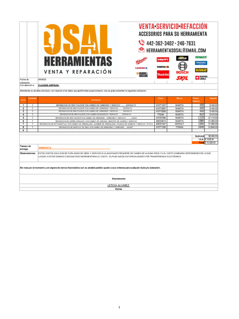 Osal Cotizacion... - 2 6 | PDF