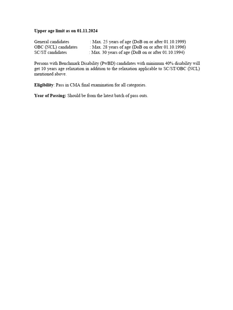 EligiblityCriteria CMA R | PDF