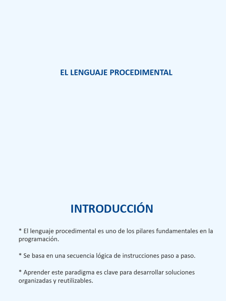 Introducción al Lenguaje Procedimental | PDF