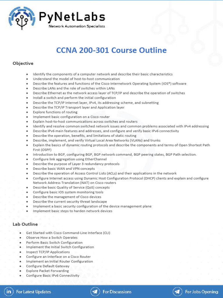 CCNA 200-301 Course Outline | PDF | Computer Network | Router (Computing)