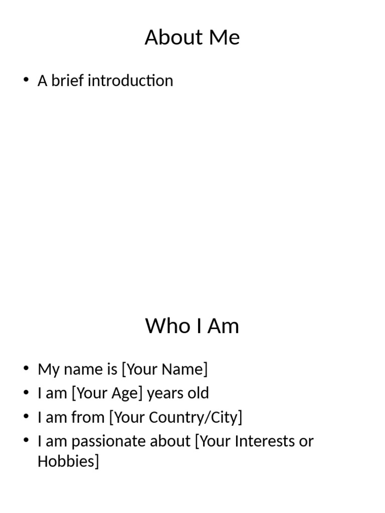 About Me Presentation | PDF