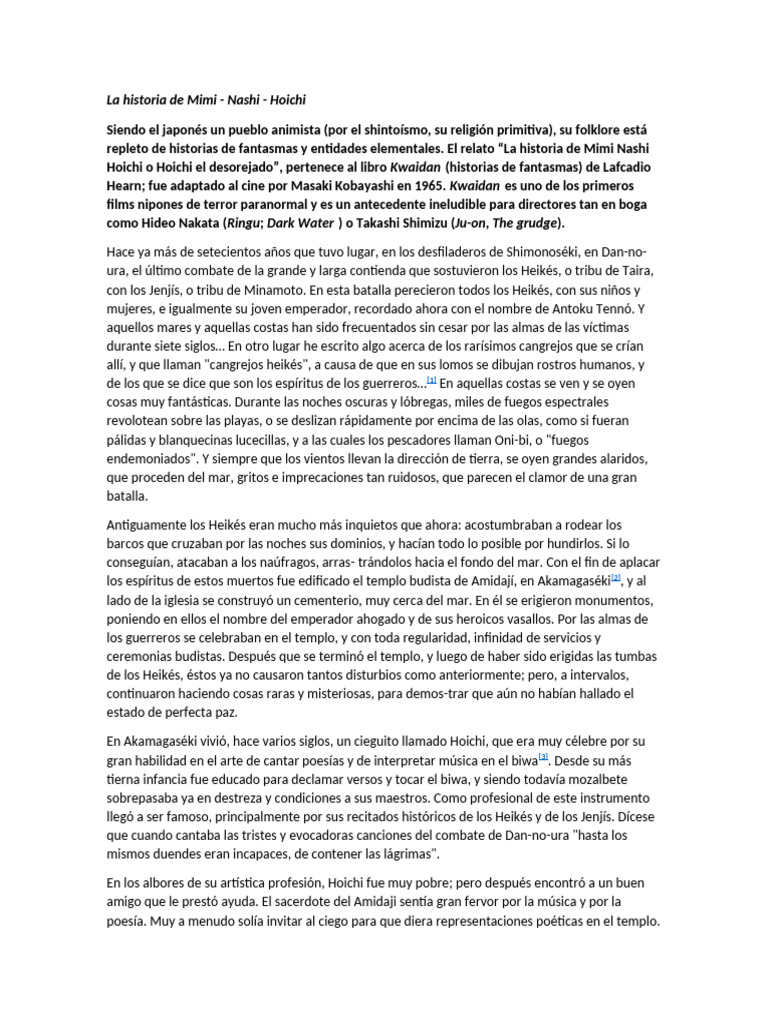 La leyenda de Hoichi el desorejado | PDF | Śūnyatā