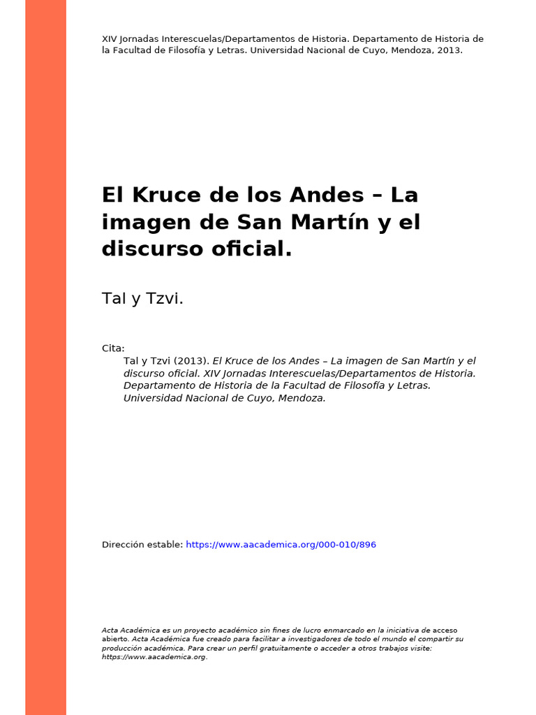 Tal y Tzvi (2013) - El Kruce de Los Andes - La Imagen de San Martín y ...