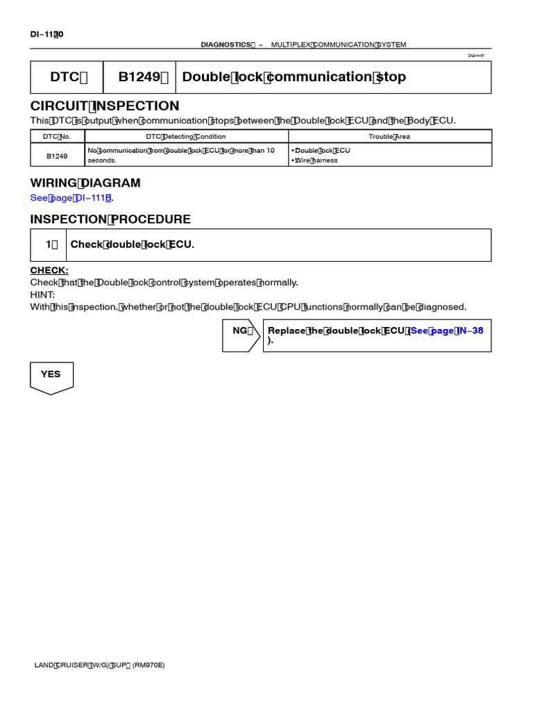 DTC B1249 Double Lock ECU Diagnostics | PDF