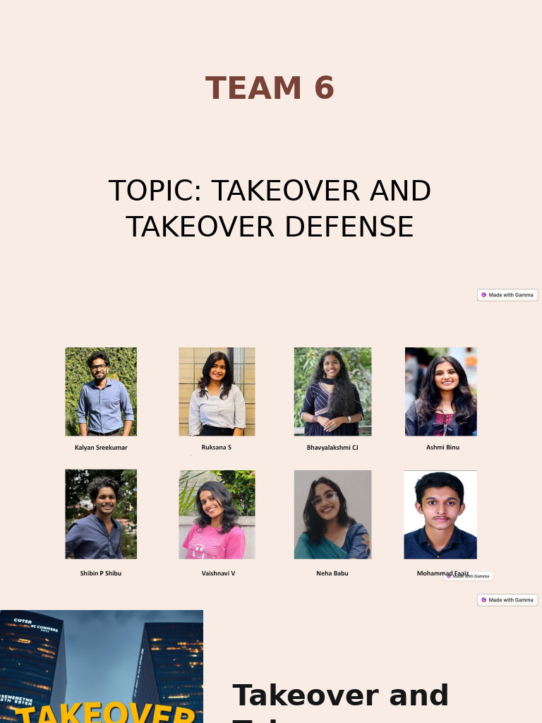Team 6: Topic: Takeover and Takeover Defense | PDF | Takeover | Private ...