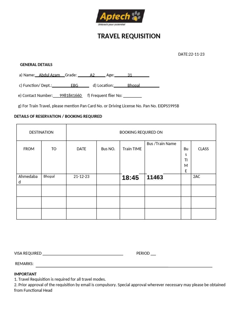 abdul azam return trf ahmedabad to bhopal from rrb kolkata exam | PDF