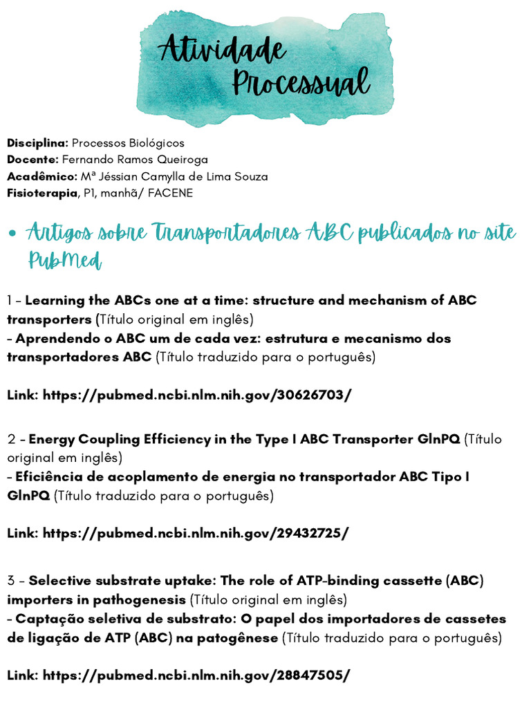 Atividade Processual - Processos Biológicos | PDF