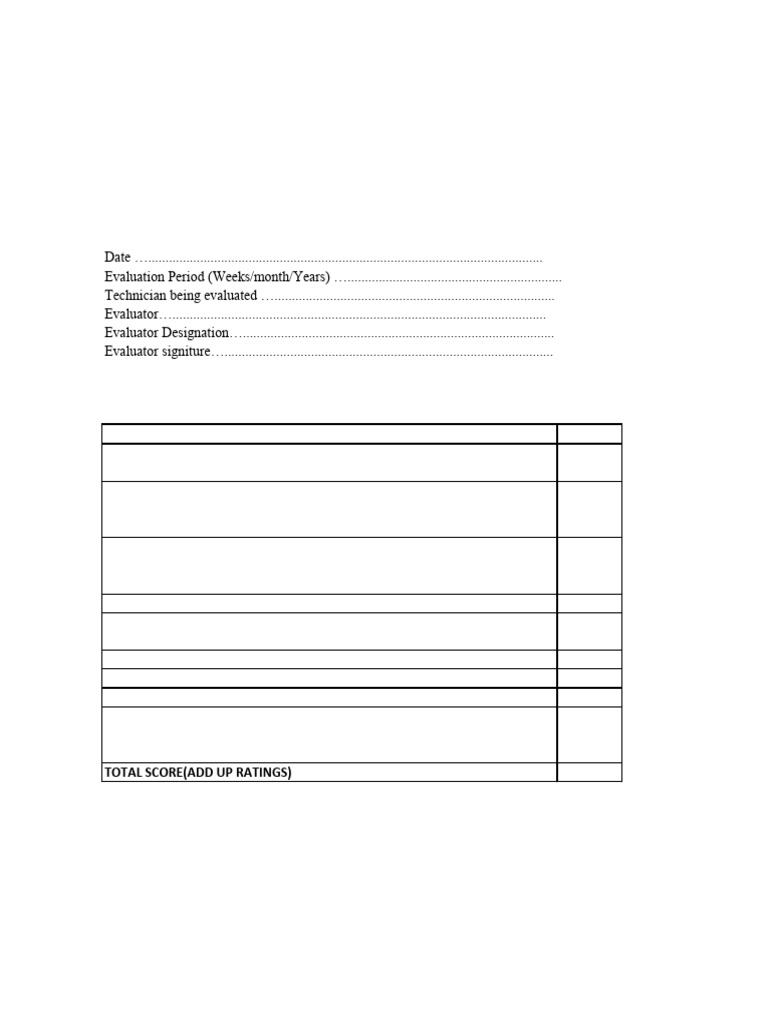 Techinicain Evaluation Form | PDF