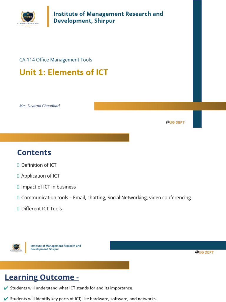 Unit 1 Element of ICT | PDF | Educational Technology | Information And ...