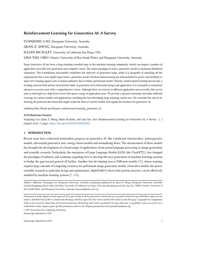 Reinformcement Learning For Generative Ai | PDF | Applied Mathematics | Machine Learning