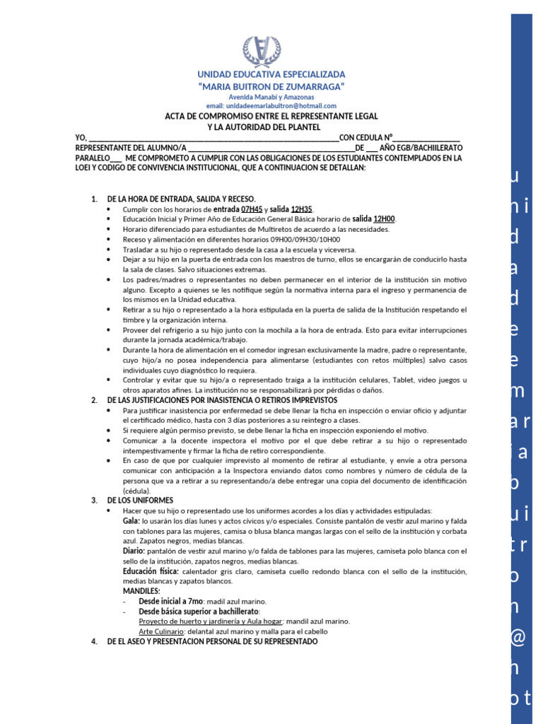 Compromiso de Padres en UEE María Buitrón | PDF | Ropa