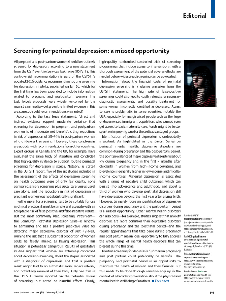 Perinatal Depression Screening Debate | PDF | Major Depressive Disorder ...
