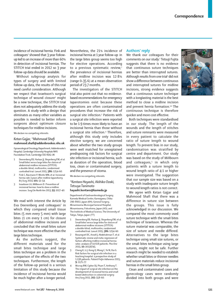 Closure of Abdominal Midline Incisions STITCH Tri | PDF | Surgical ...