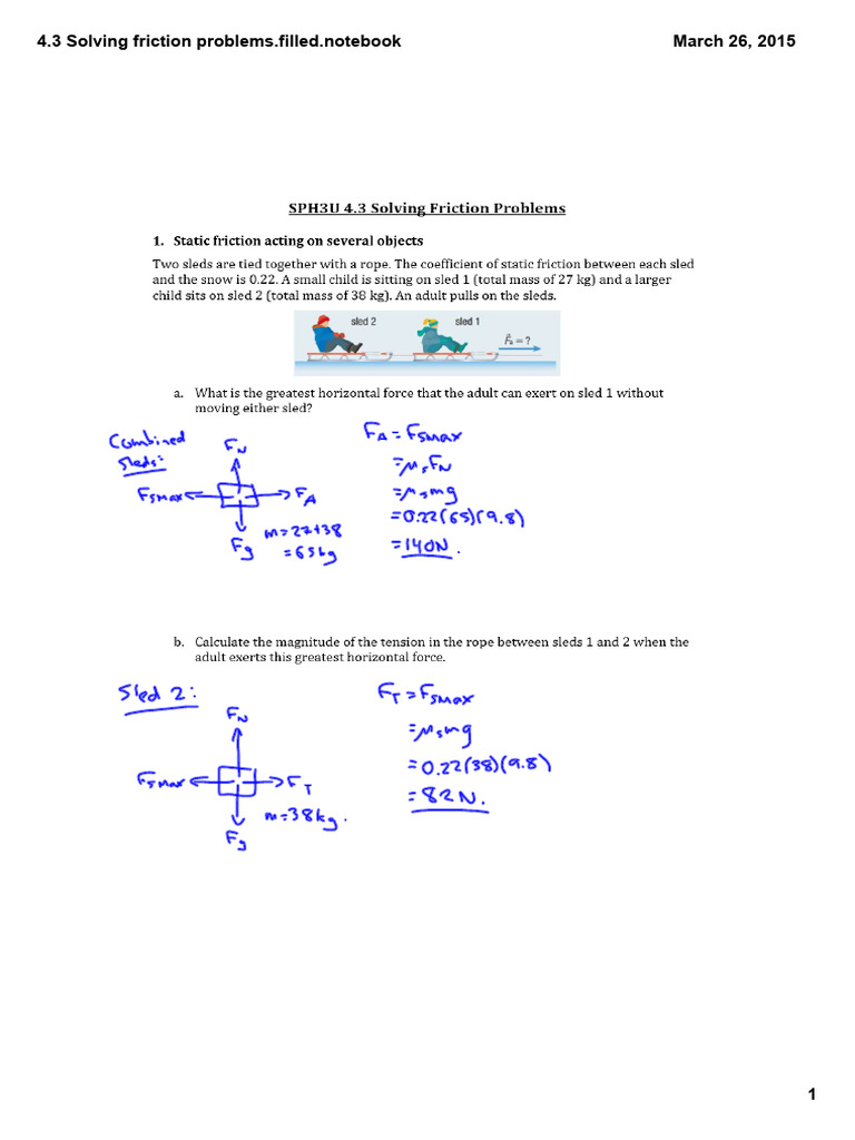 4.3 Solving Friction Problems - Filled | PDF