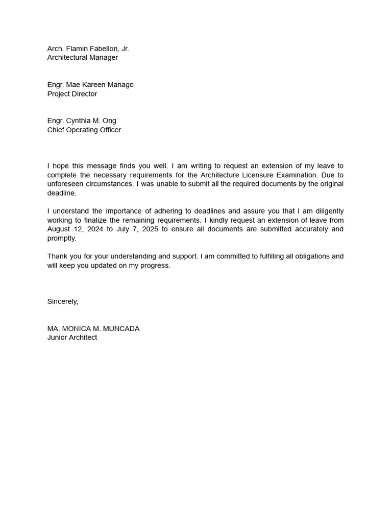 ALE Leave Extension Letter | PDF