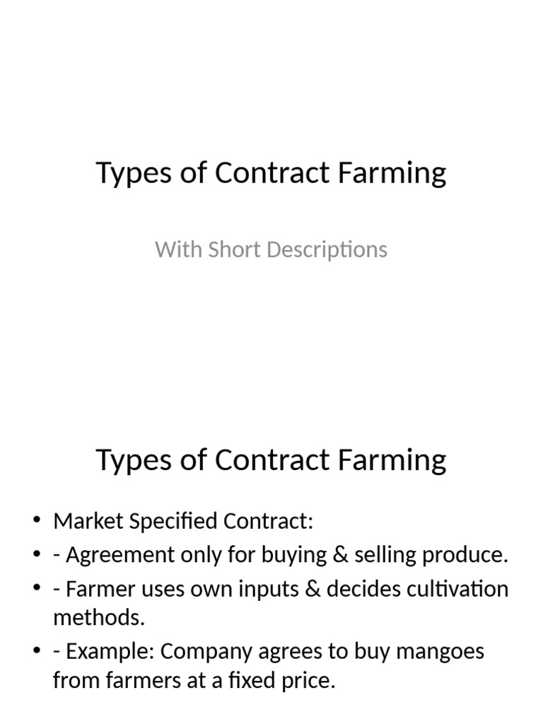 Types of Contract Farming | PDF