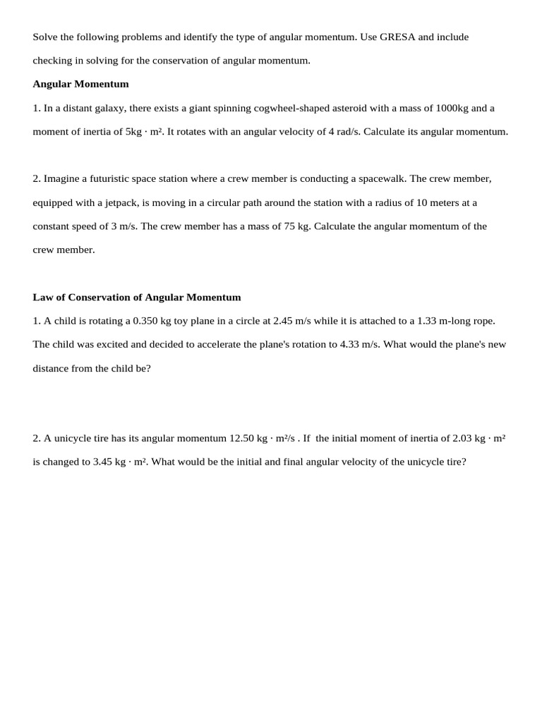 Angular Momentum Problem Solving | PDF