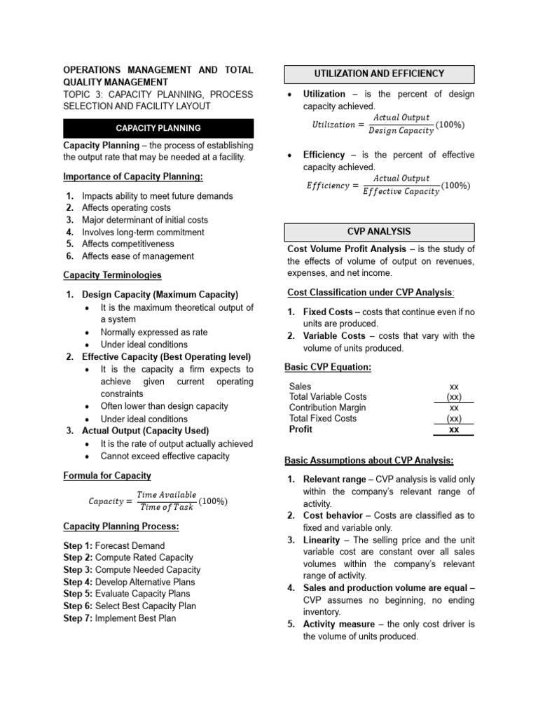 Capacity Planning - Operations Management | PDF | Six Sigma | Automation