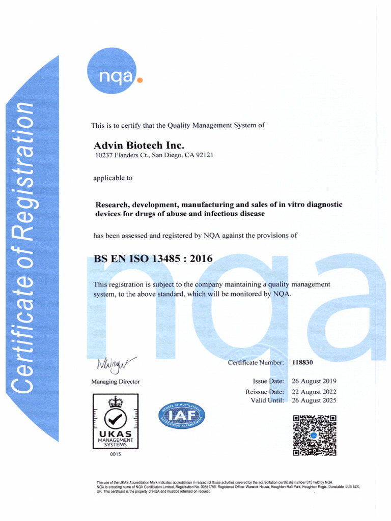Advin Biotech ISO 13485 Certificate - 0826 2025 | PDF