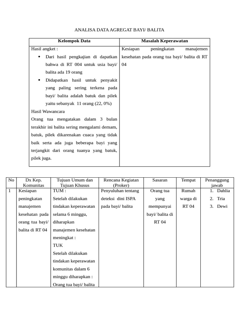 Analisa Kesehatan Komunitas RT 04 | PDF